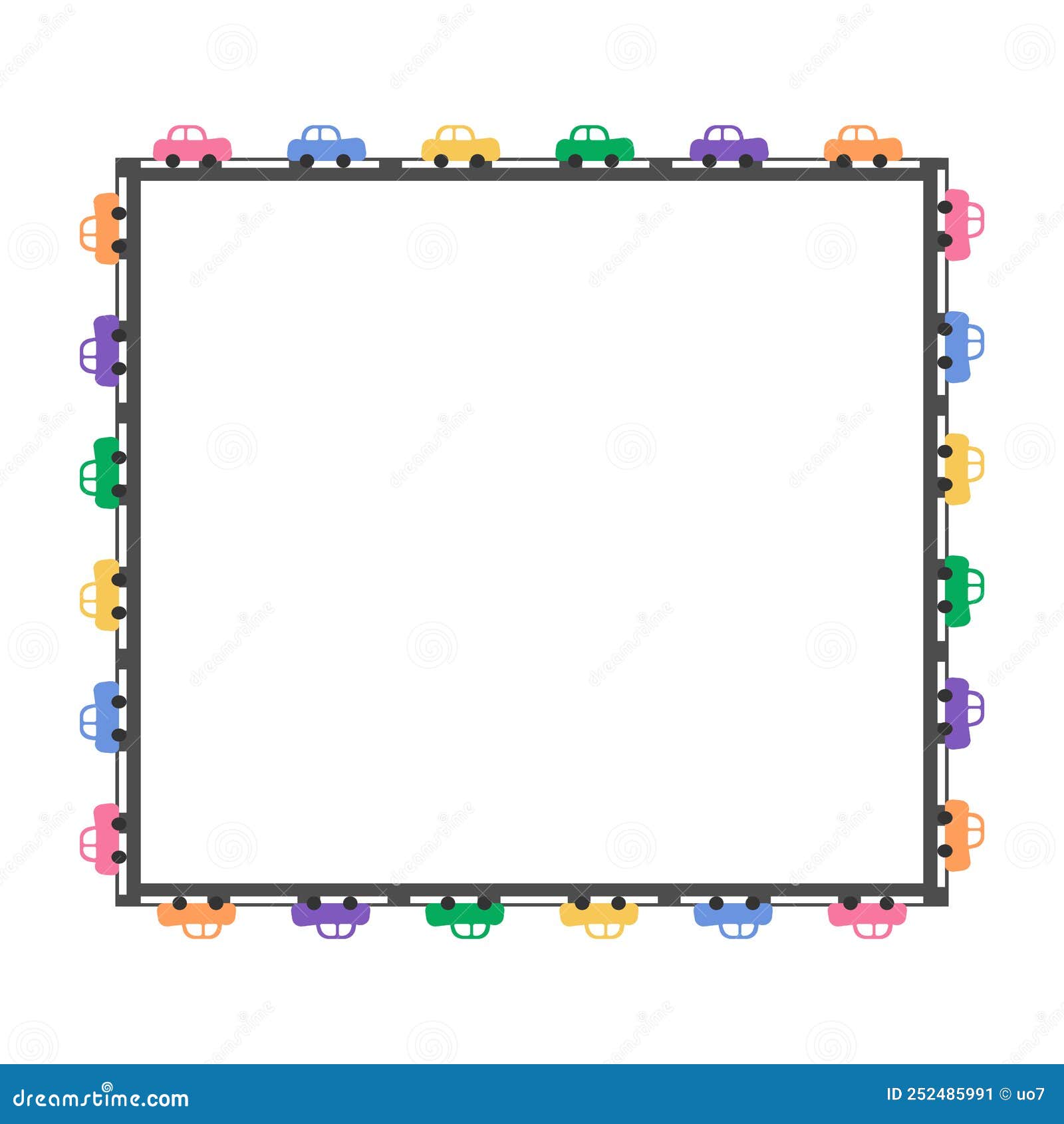 Cartoon Decorative Border Frame. Blank Empty Border With Vechicle ...