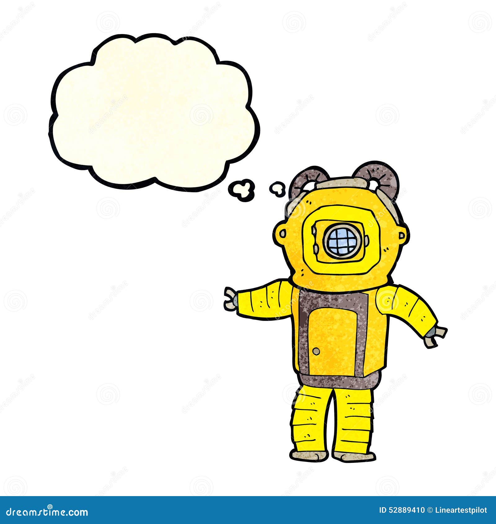 Cartoon Deep Sea Diver with Thought Bubble Stock Illustration ...