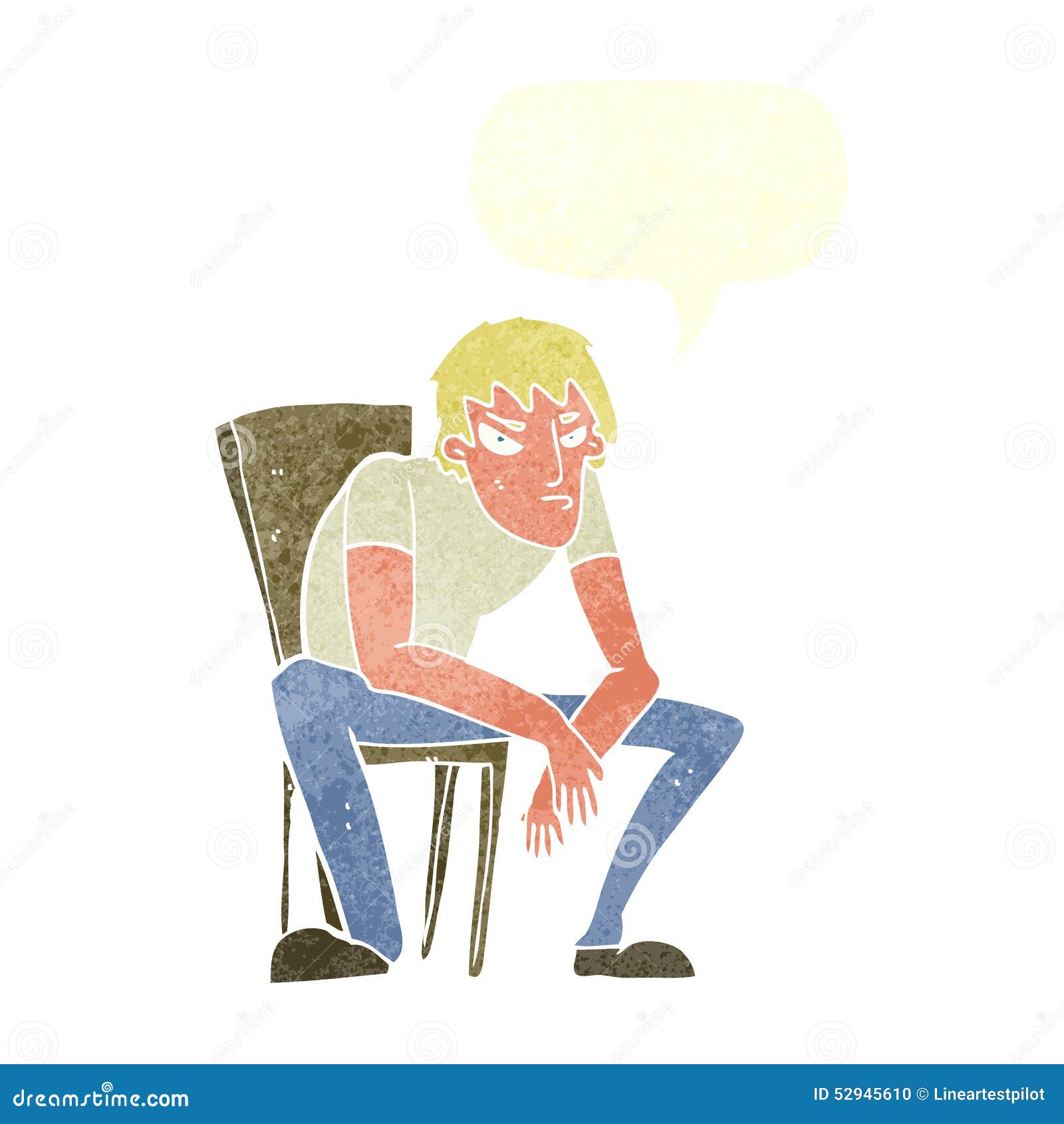 Cartoon Dejected Man with Speech Bubble Stock Illustration ...