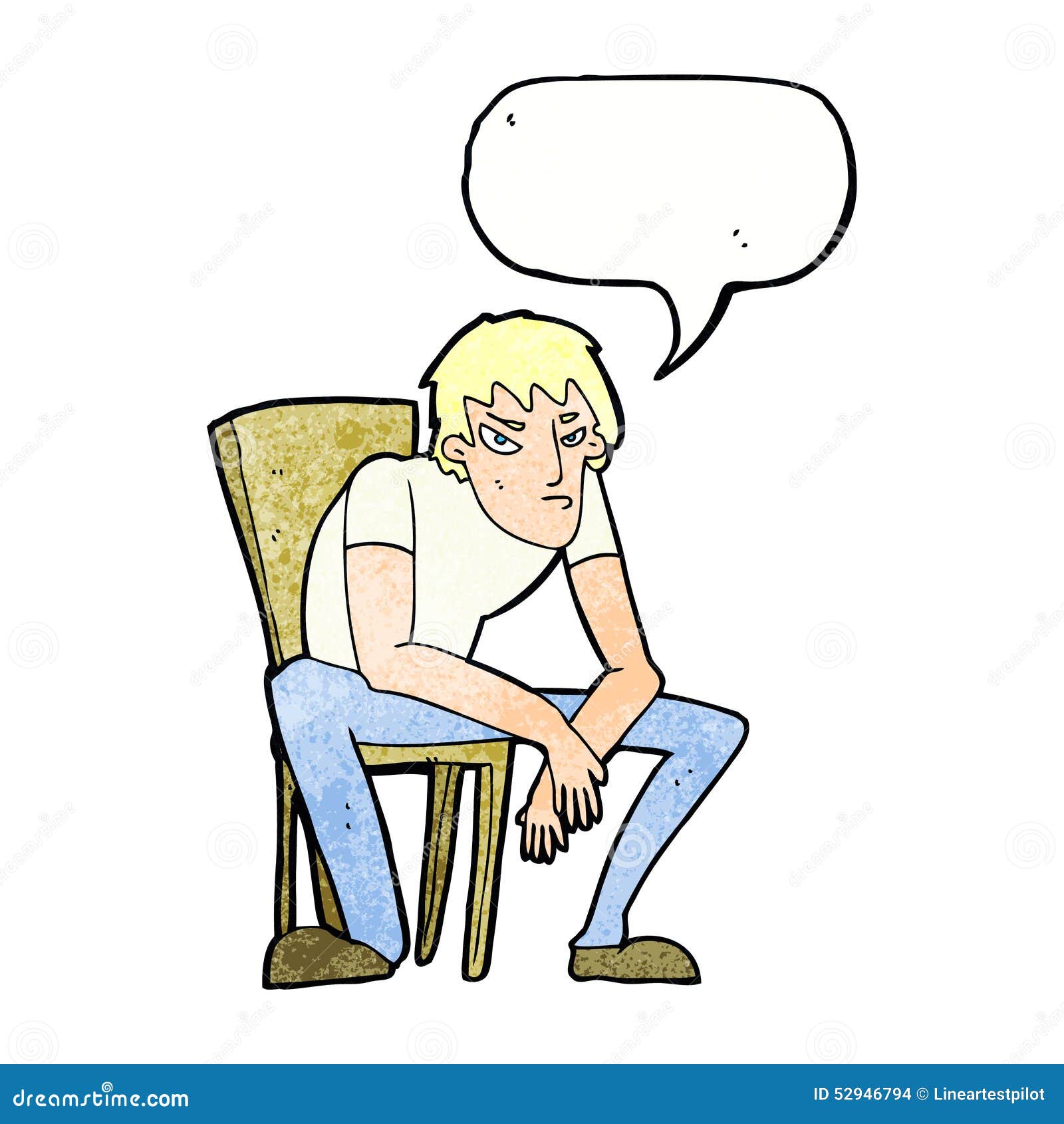 Cartoon Dejected Man with Speech Bubble Stock Illustration ...