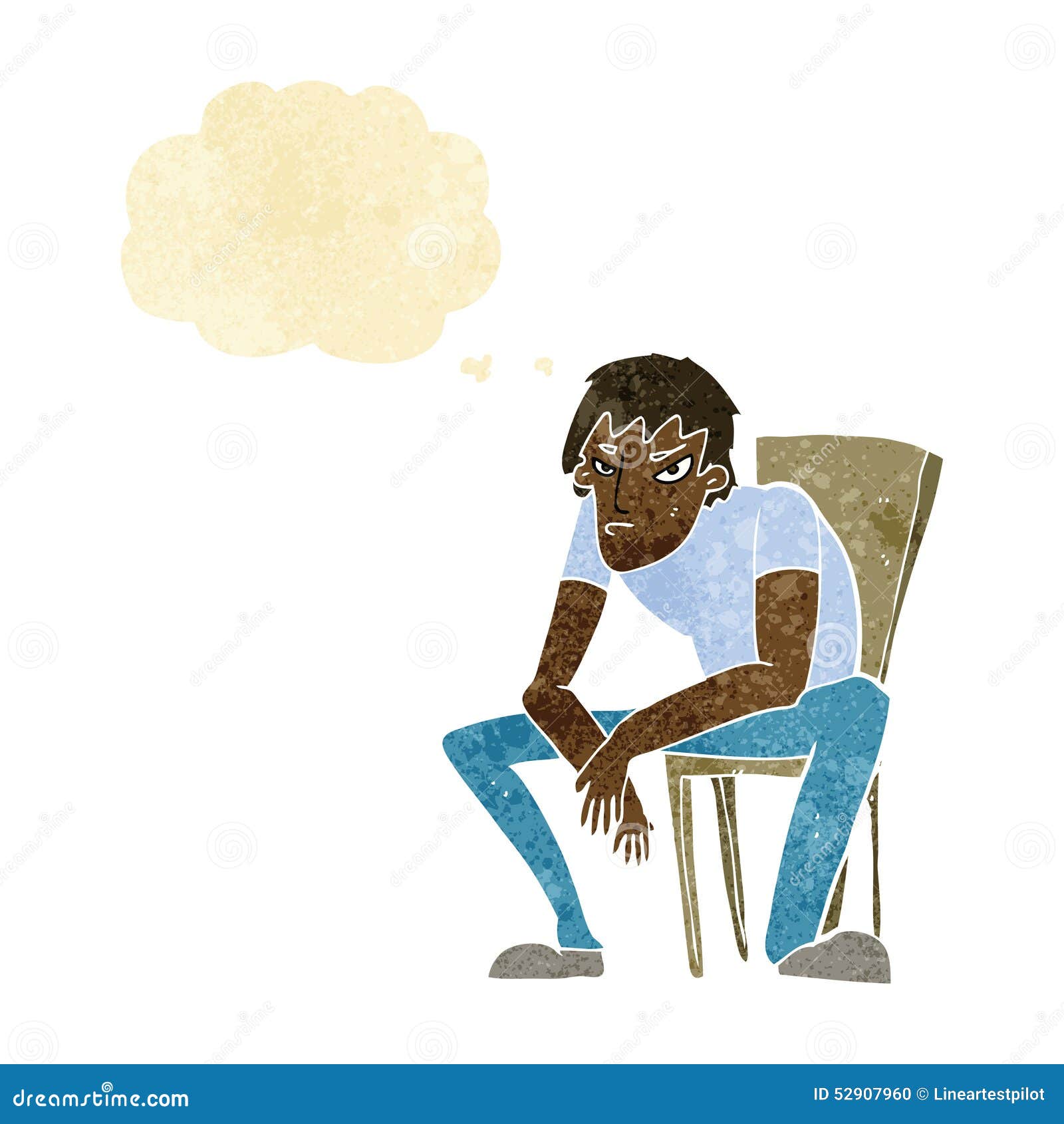 Cartoon Dejected Man with Thought Bubble Stock Illustration ...