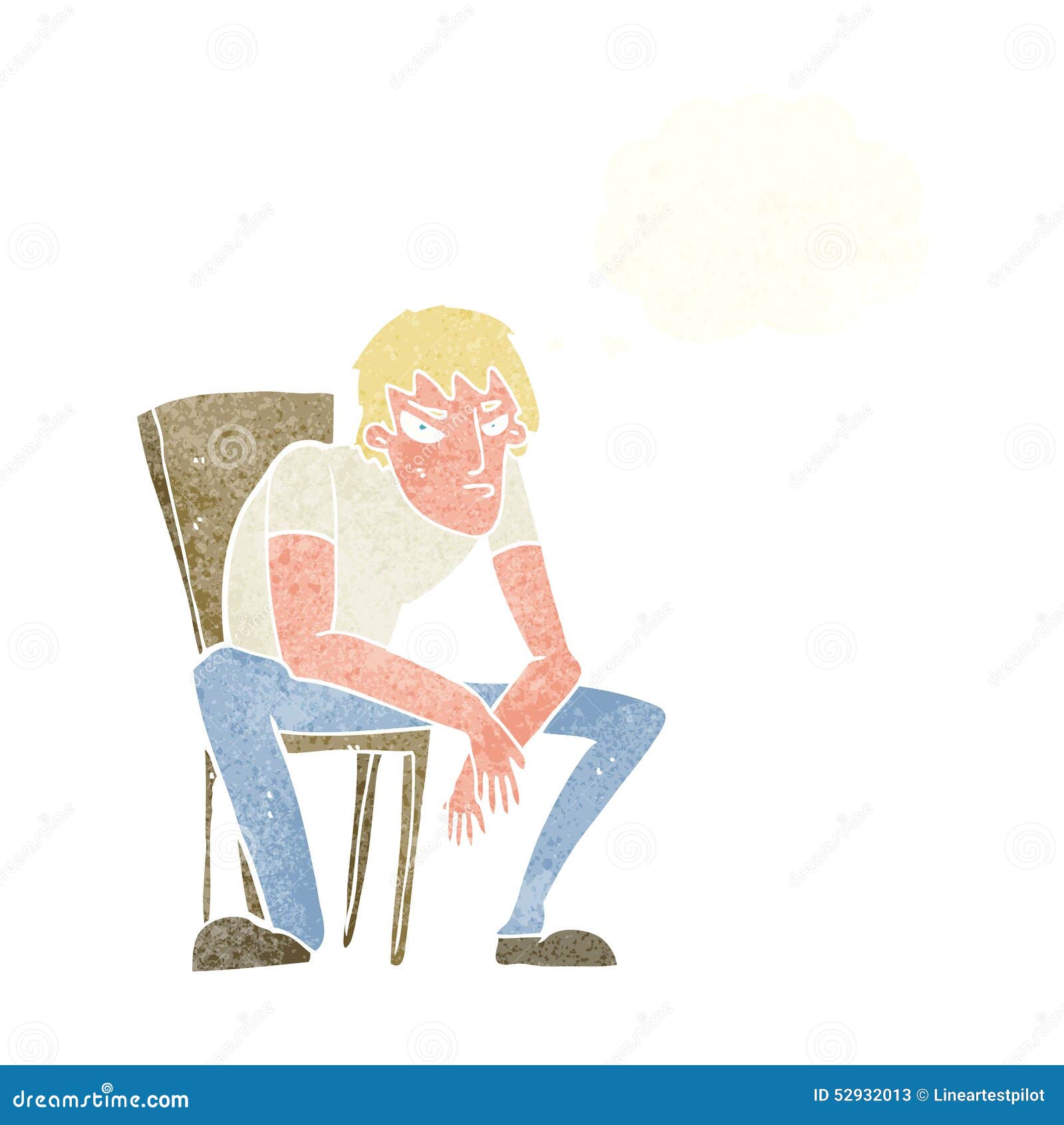 Cartoon Dejected Man with Thought Bubble Stock Illustration ...