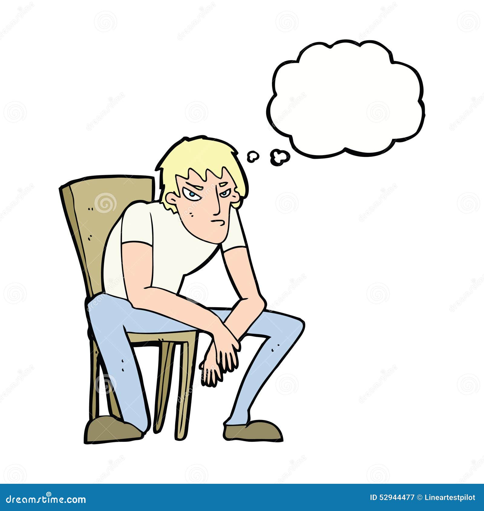 Cartoon Dejected Man with Thought Bubble Stock Illustration ...