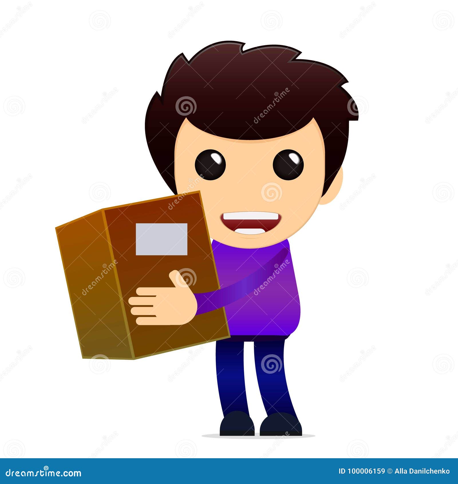Cartoon Delivery Boy with Package. Vector Illustration. Stock Vector ...