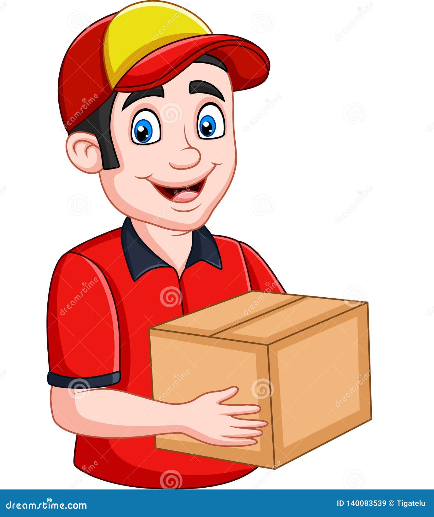 Cartoon Delivery Courier Holding Cardboard Boxes Stock Vector ...