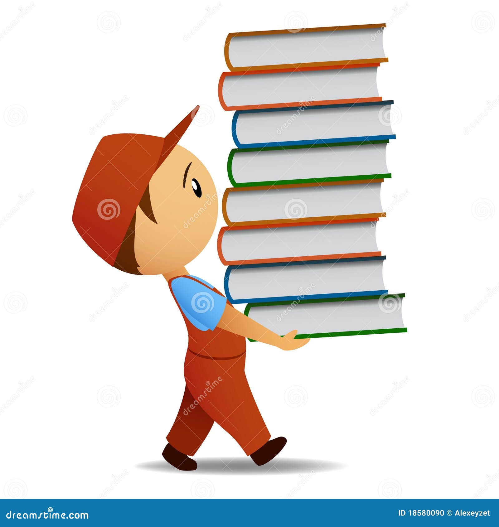 Cartoon Delivery Man Carries The Book Vector Illustration ...