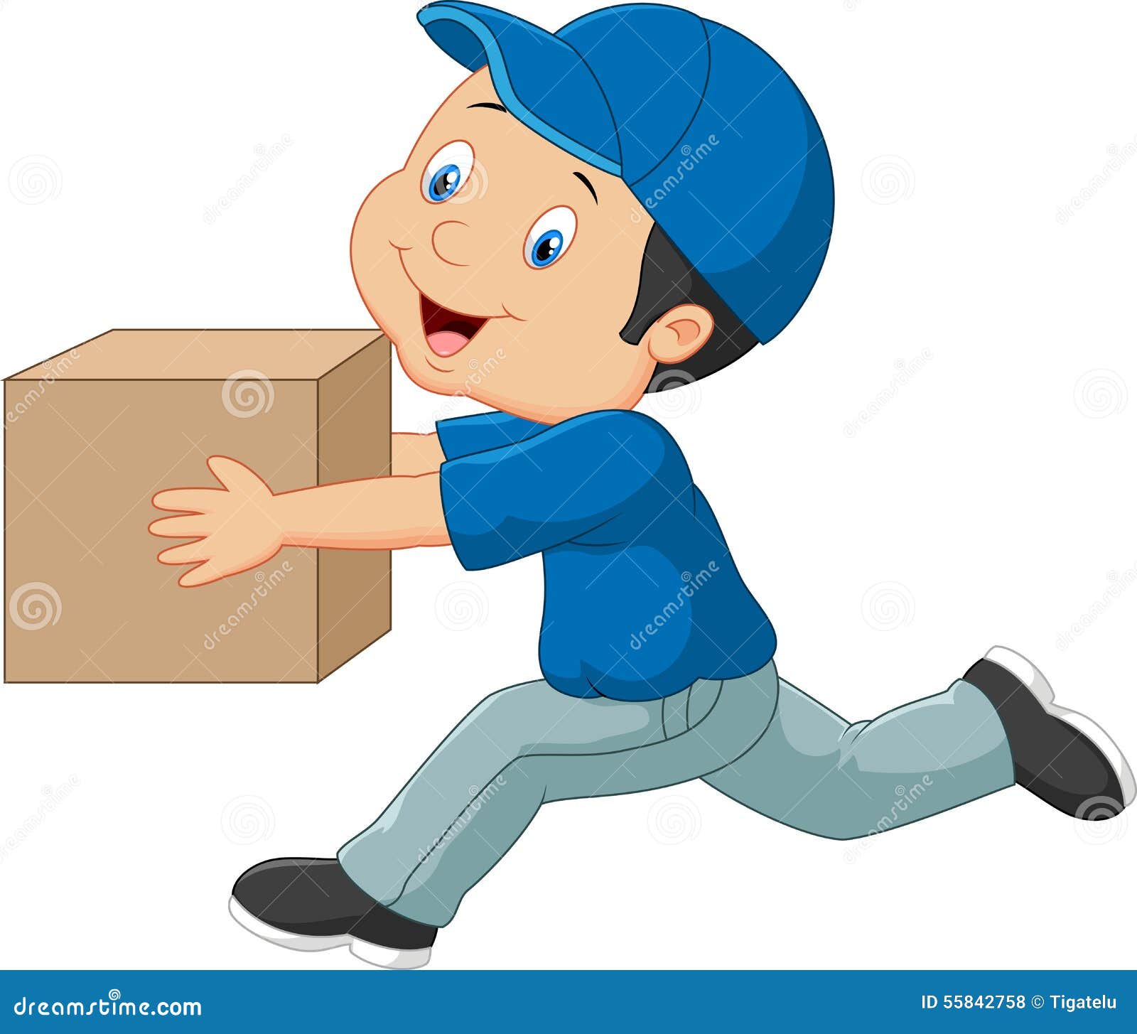 Cartoon a Delivery Man Holding Box Stock Vector - Illustration of ...
