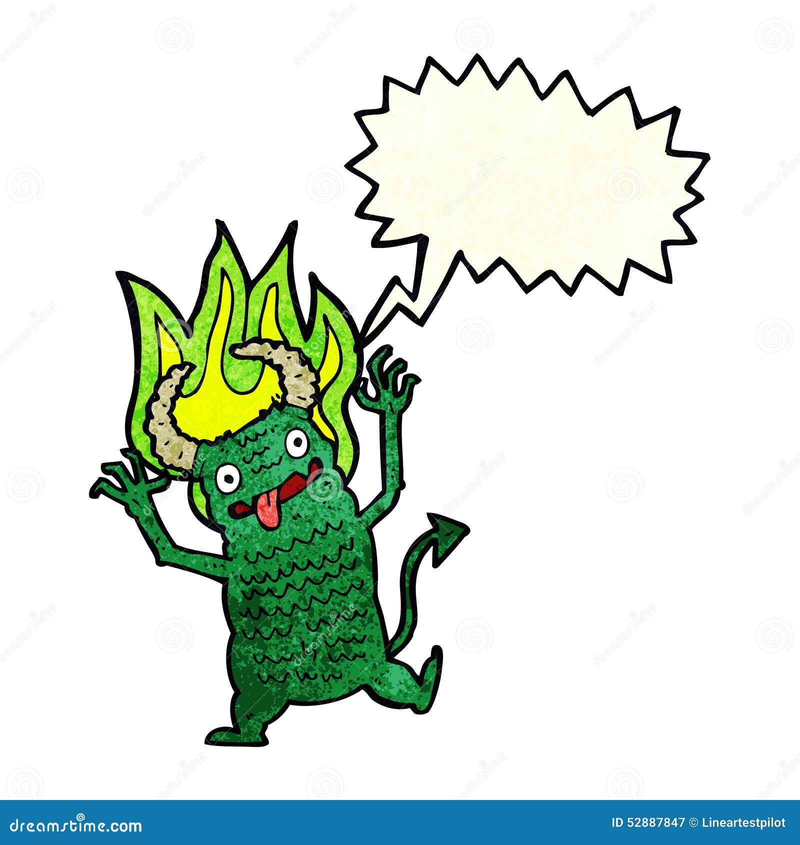 Cartoon Demon with Speech Bubble Stock Illustration - Illustration of ...