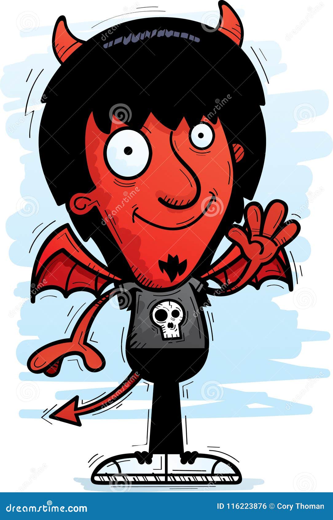 Cartoon Demon Waving stock vector. Illustration of cartoon - 116223876