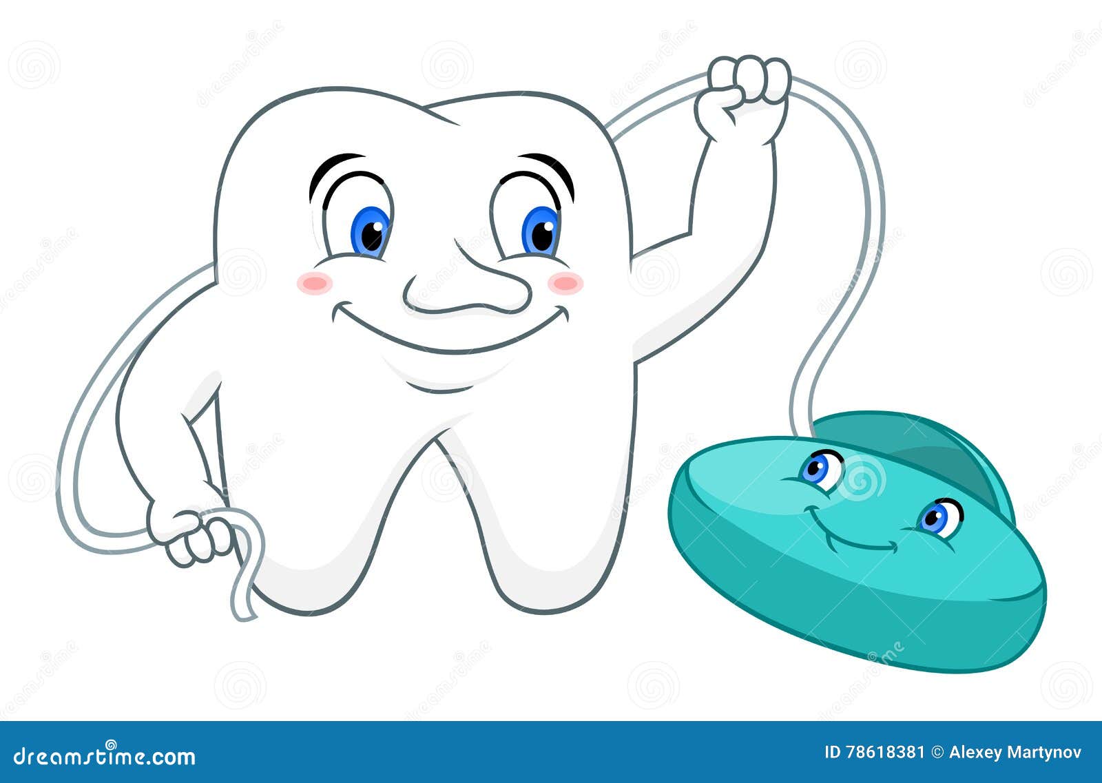 Cartoon with dental floss stock vector. Illustration of isolated - 78618381