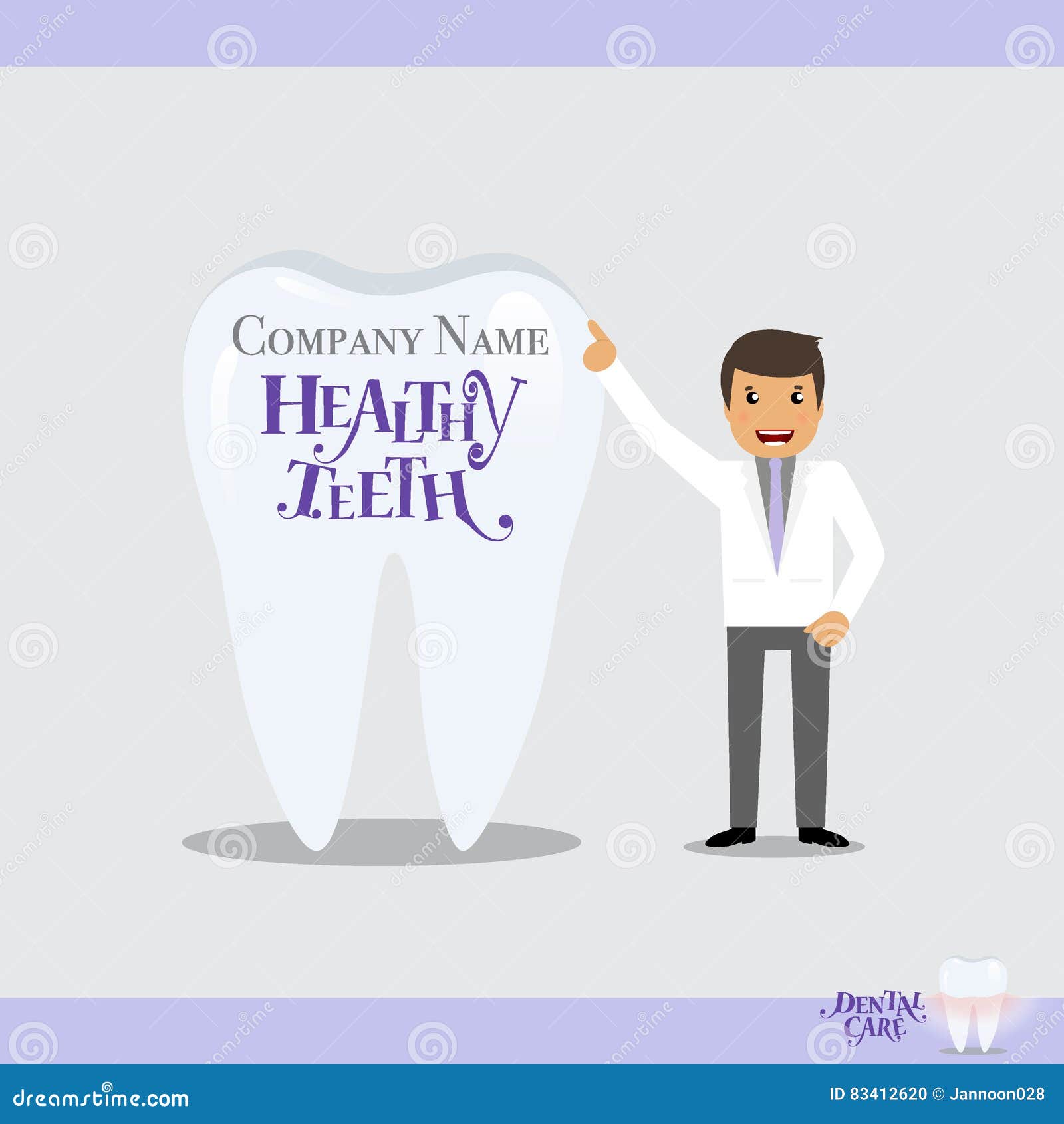 Cartoon Dentist with Healthy Clean Teeth. Vector Illustration Stock ...