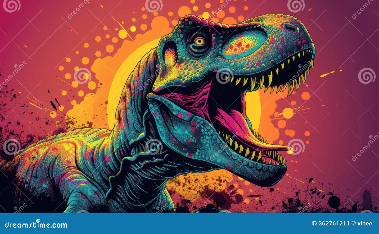 A Cartoon Depiction of a T. Rex Head, Featuring Bold, Graphic Elements ...