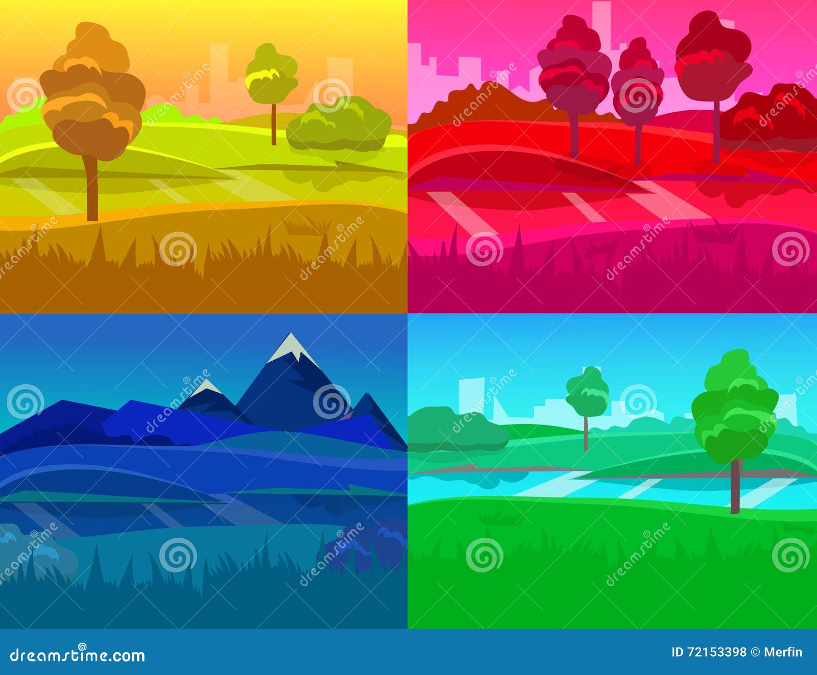 Cartoon Desert Evening Landscape Stock Vector - Illustration of layer ...