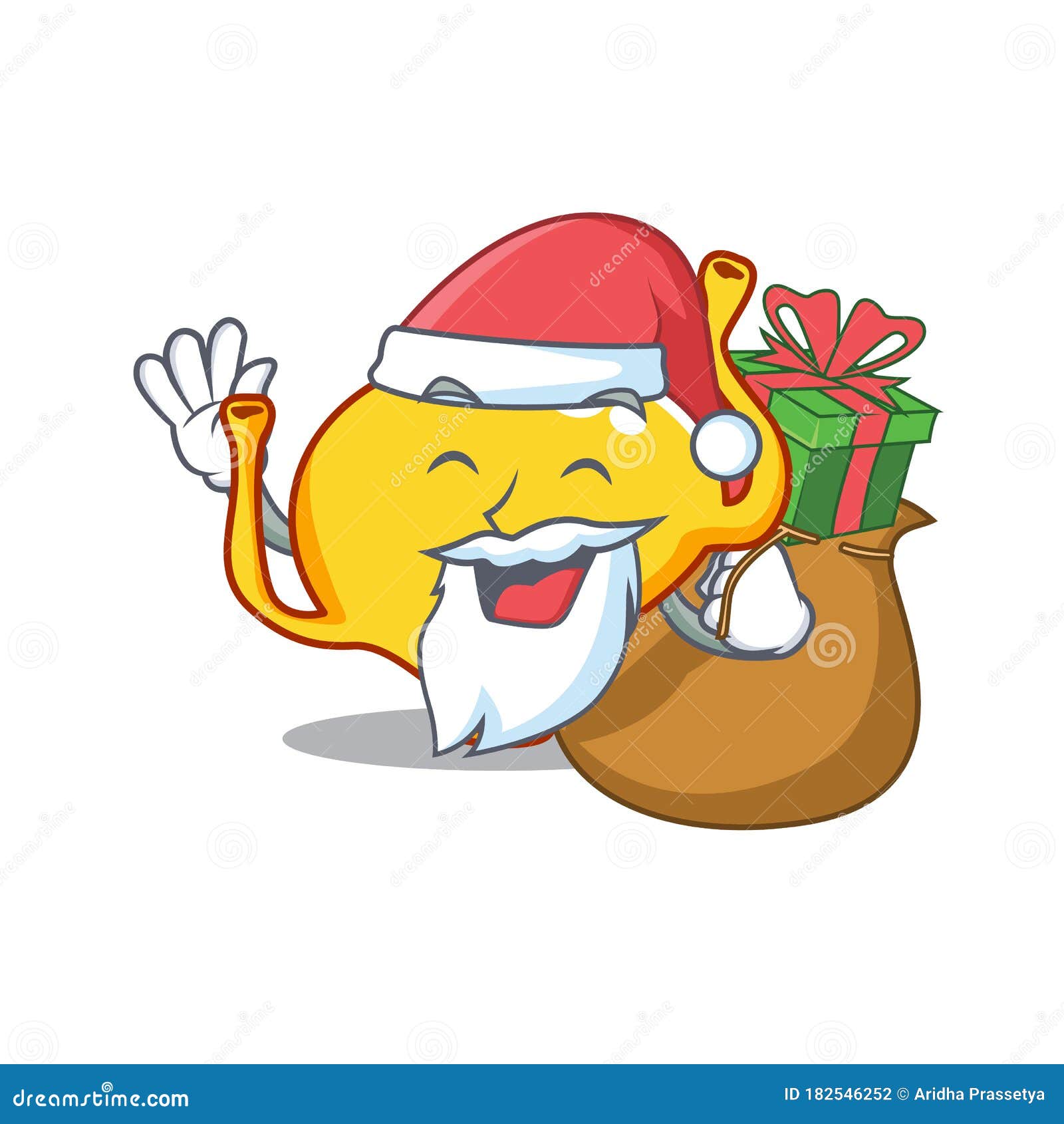 Cartoon Design of Bladder Santa with Christmas Gift Stock Vector ...