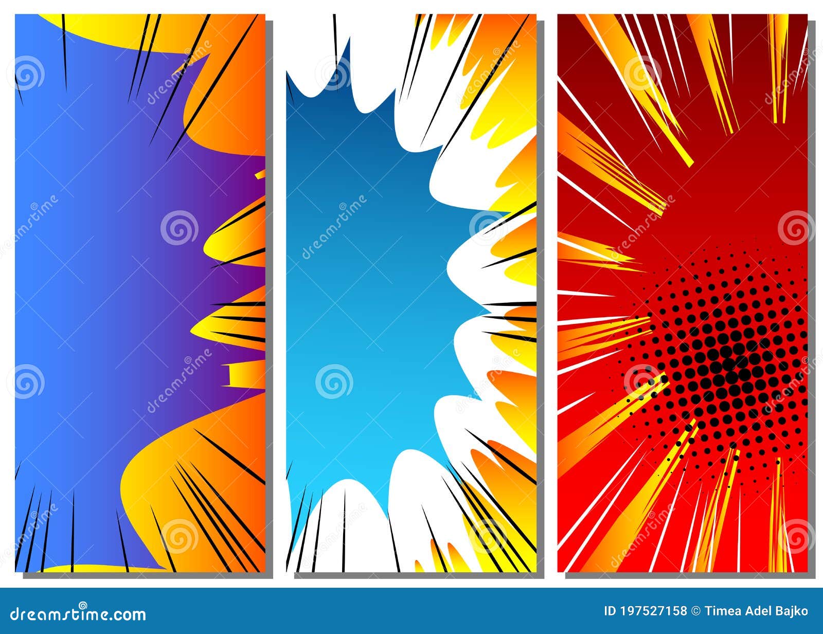 Comic Book Illustration Standing Banners Backgrounds. Stock Vector ...