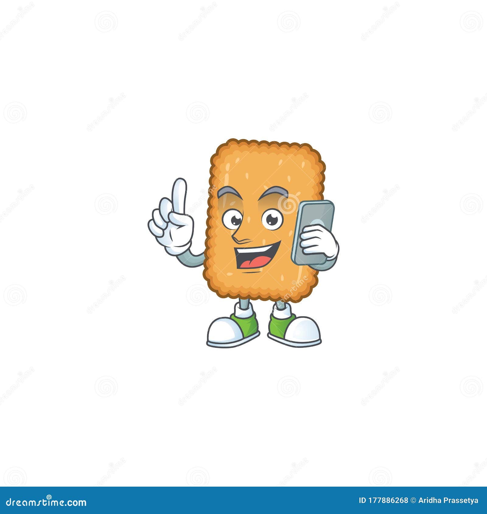 Cartoon Design Concept of Biscuit Talking on Phone Stock Vector ...