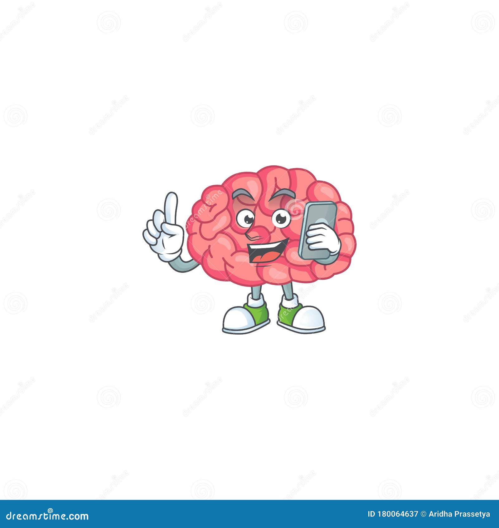 Cartoon Design Concept of Brain Talking on Phone Stock Vector ...