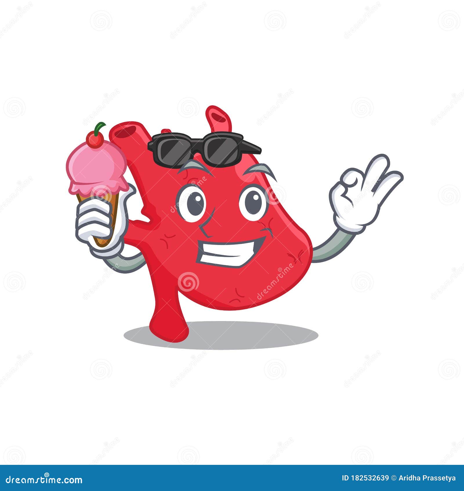 Cartoon Design Concept of Heart Having an Ice Cream Stock Vector ...