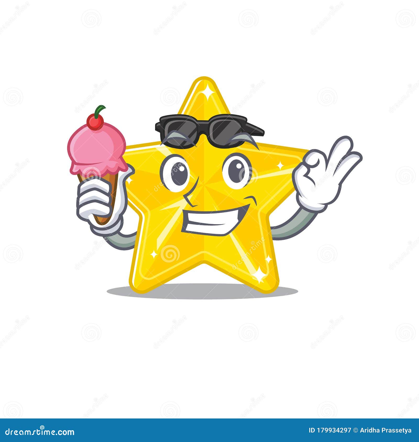 Cartoon Design Concept of Shiny Star Having an Ice Cream Stock Vector ...