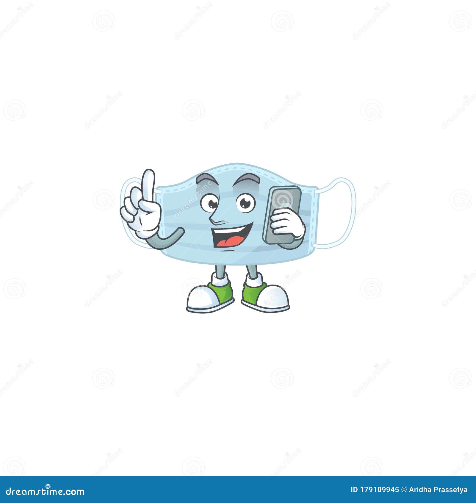 Cartoon Design Concept of Surgery Mask Talking on Phone Stock Vector ...