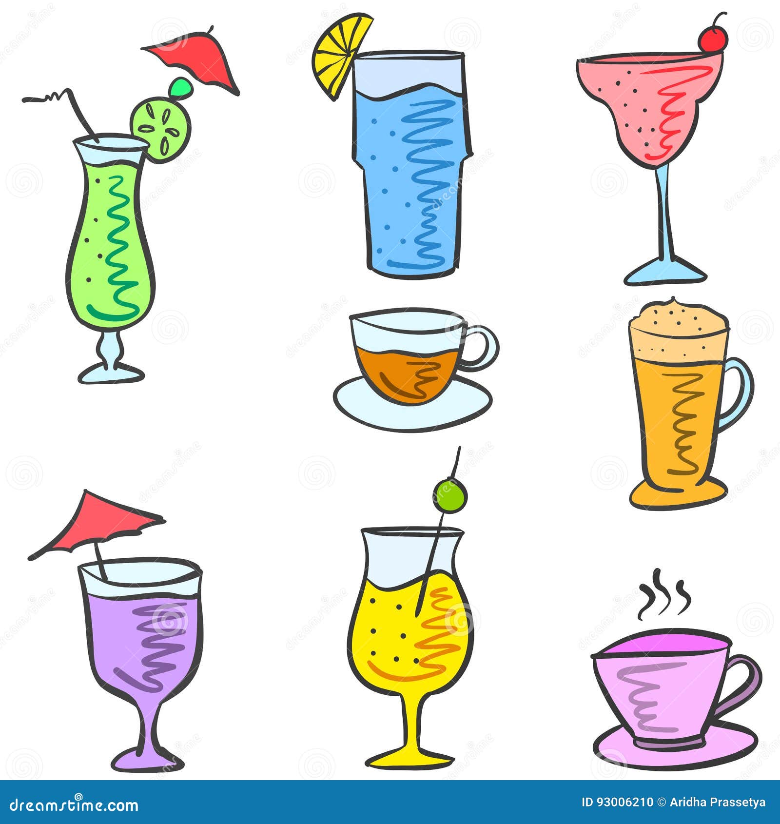 Cartoon Design Drink Doodle Set Stock Vector - Illustration of rocks ...