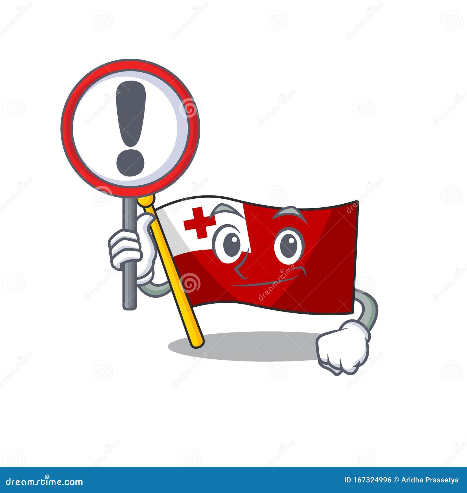 Cartoon Design of Flag Tonga Scroll Raised Up a Sign Stock Vector ...