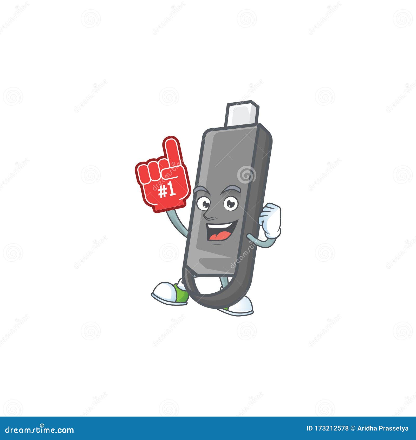 A Cartoon Design of Flashdisk Holding a Foam Finger Stock Vector ...