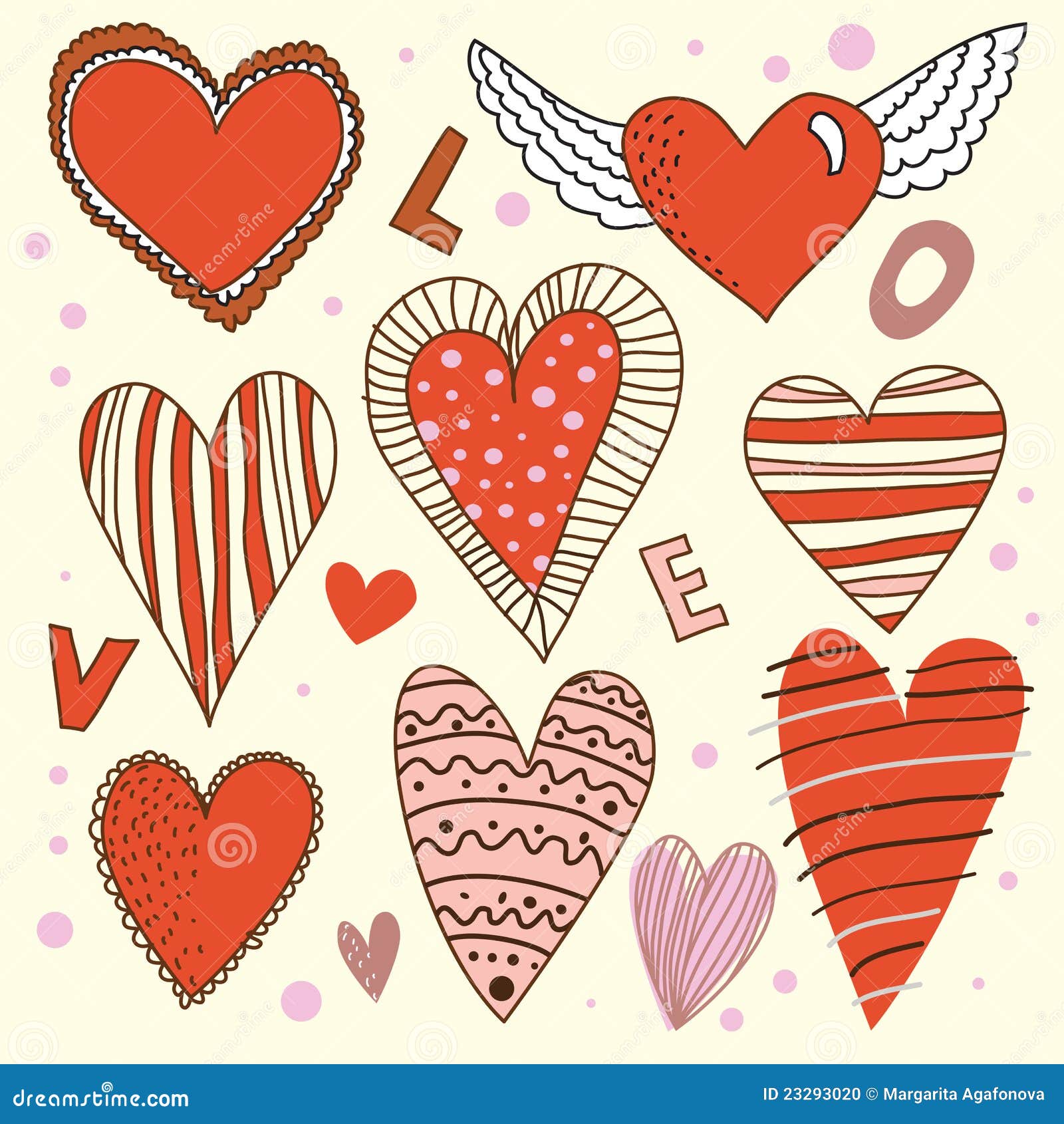 Cartoon design hearts set stock vector. Illustration of ornament - 23293020