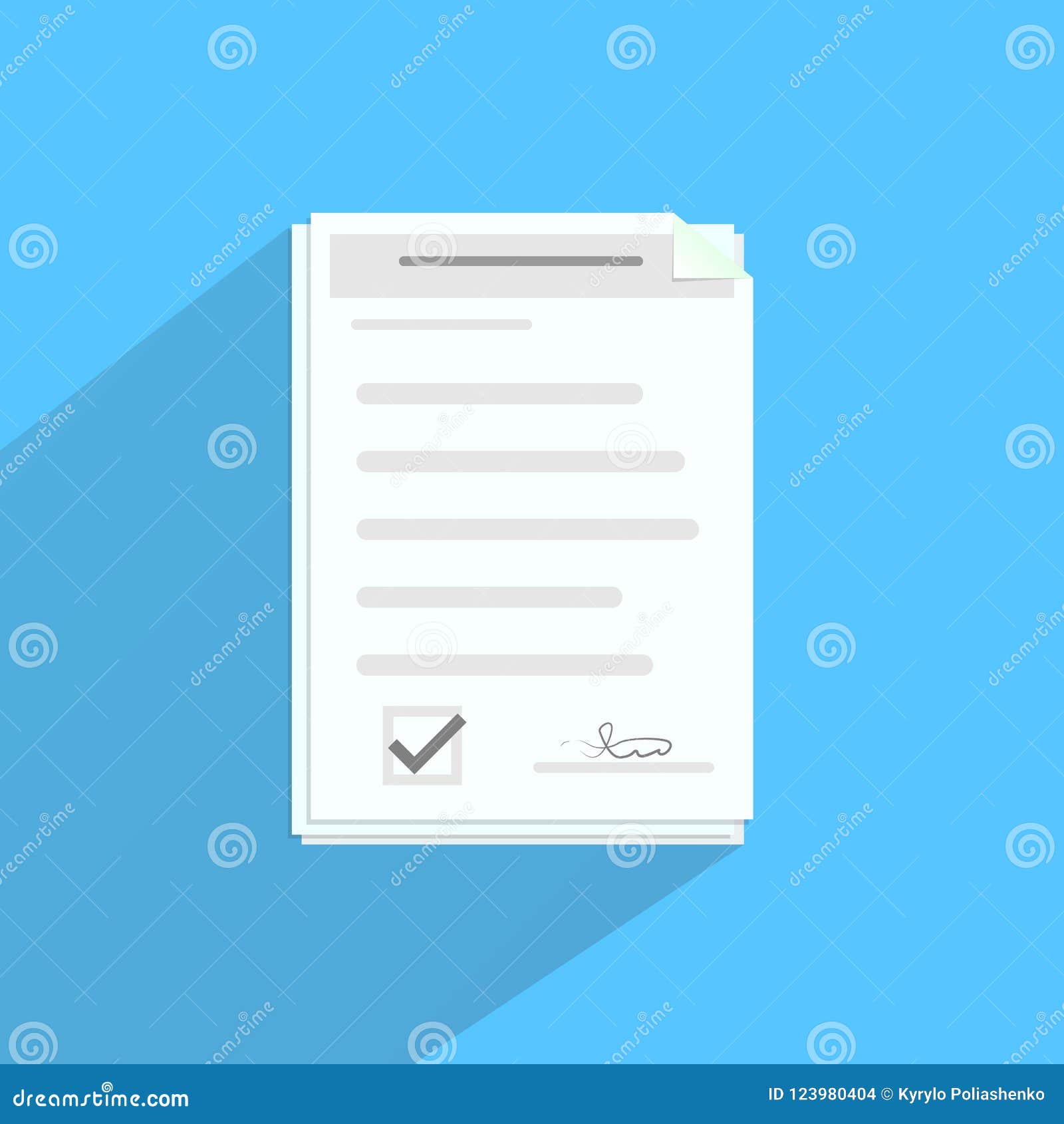 Flat cartoon paper. stock vector. Illustration of contract - 123980404