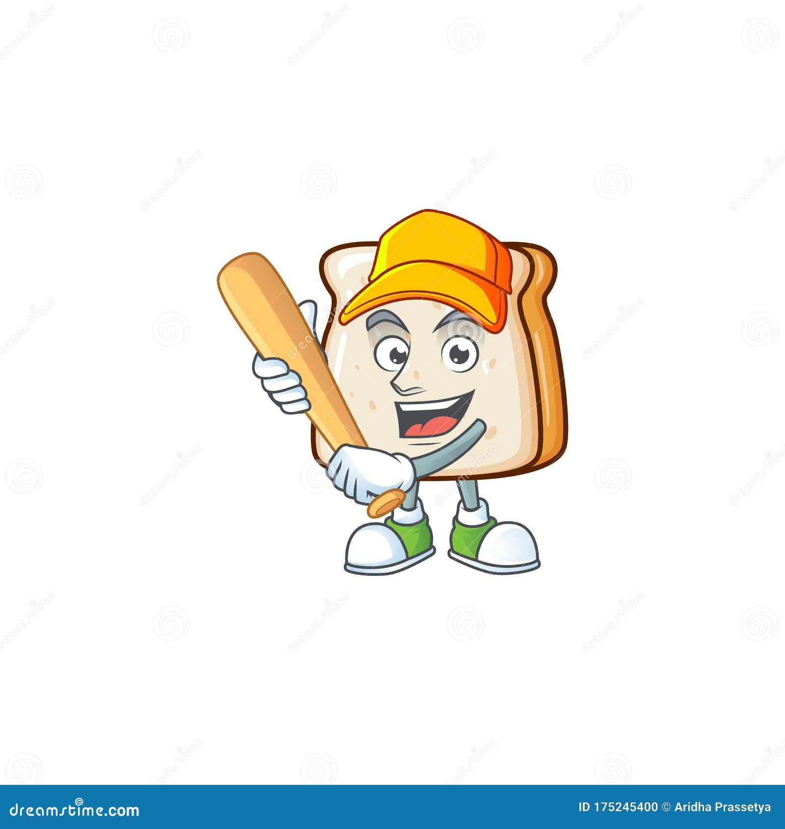 Cartoon Design of Slice of Bread Having Baseball Stick Stock Vector ...