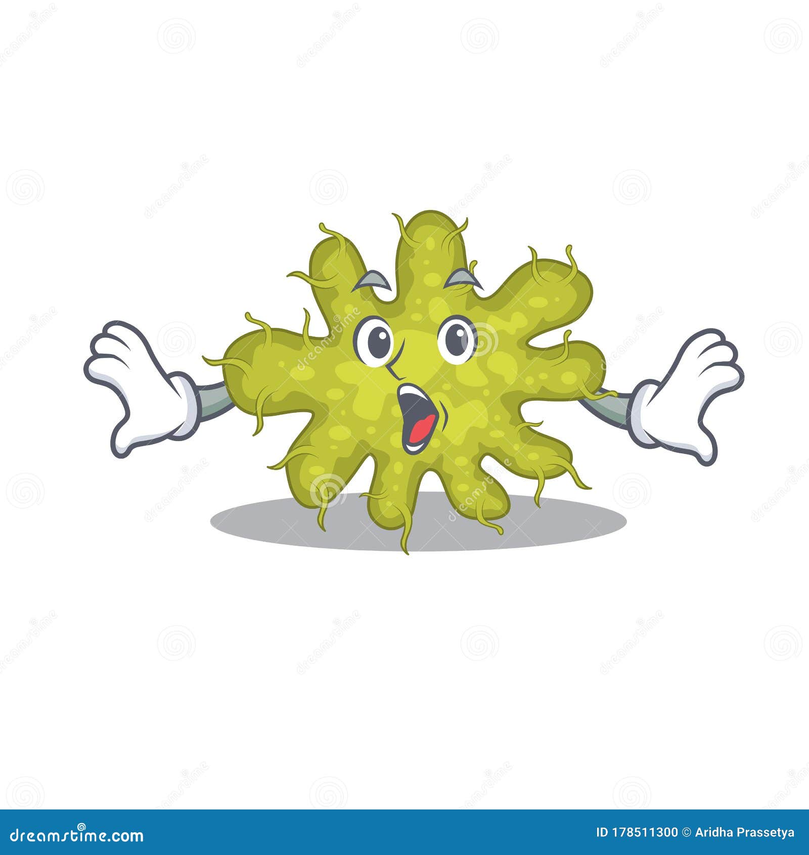 Cartoon Design Style of Bacterium Has a Surprised Gesture Stock Vector ...