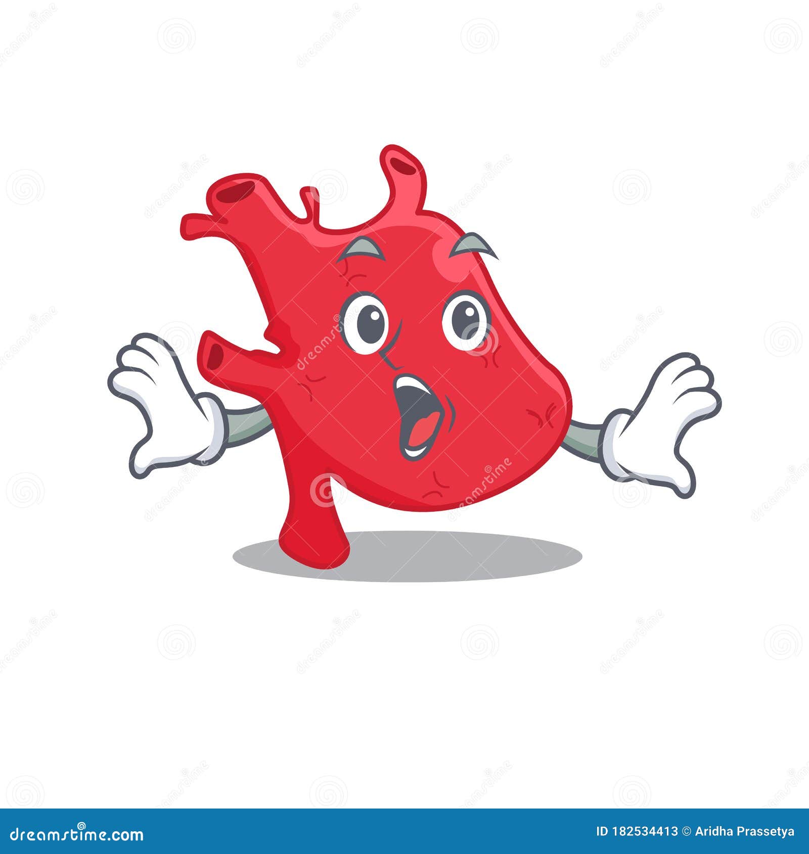 Cartoon Design Style of Heart Has a Surprised Gesture Stock Vector ...