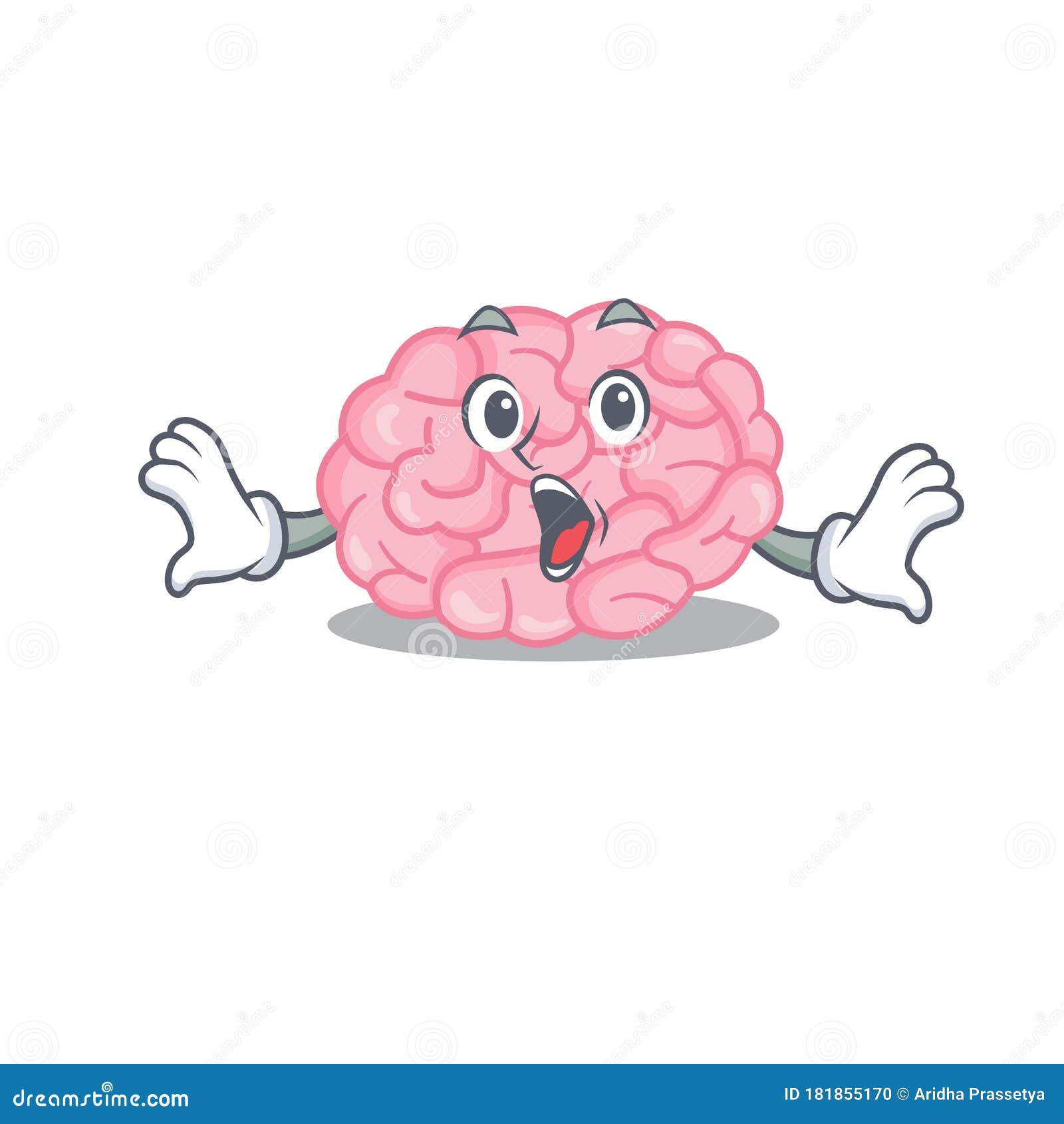 Cartoon Design Style of Human Brain Has a Surprised Gesture Stock ...