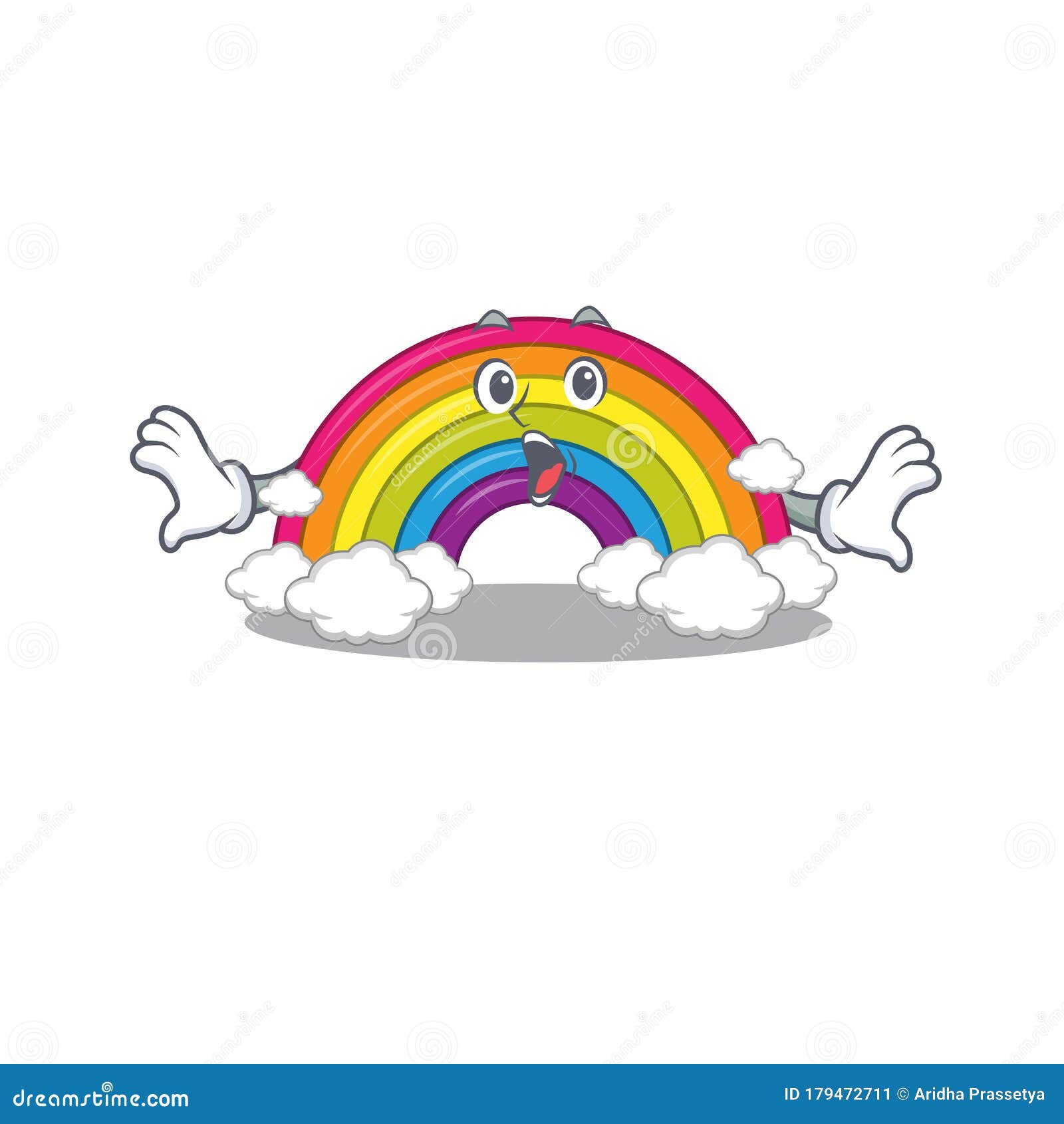 Cartoon Design Style of Rainbow Has a Surprised Gesture Stock Vector ...