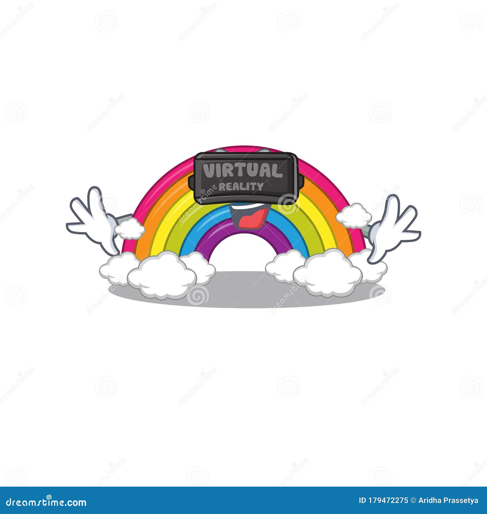 Cartoon Design Style of Rainbow with Modern Virtual Reality Headset ...