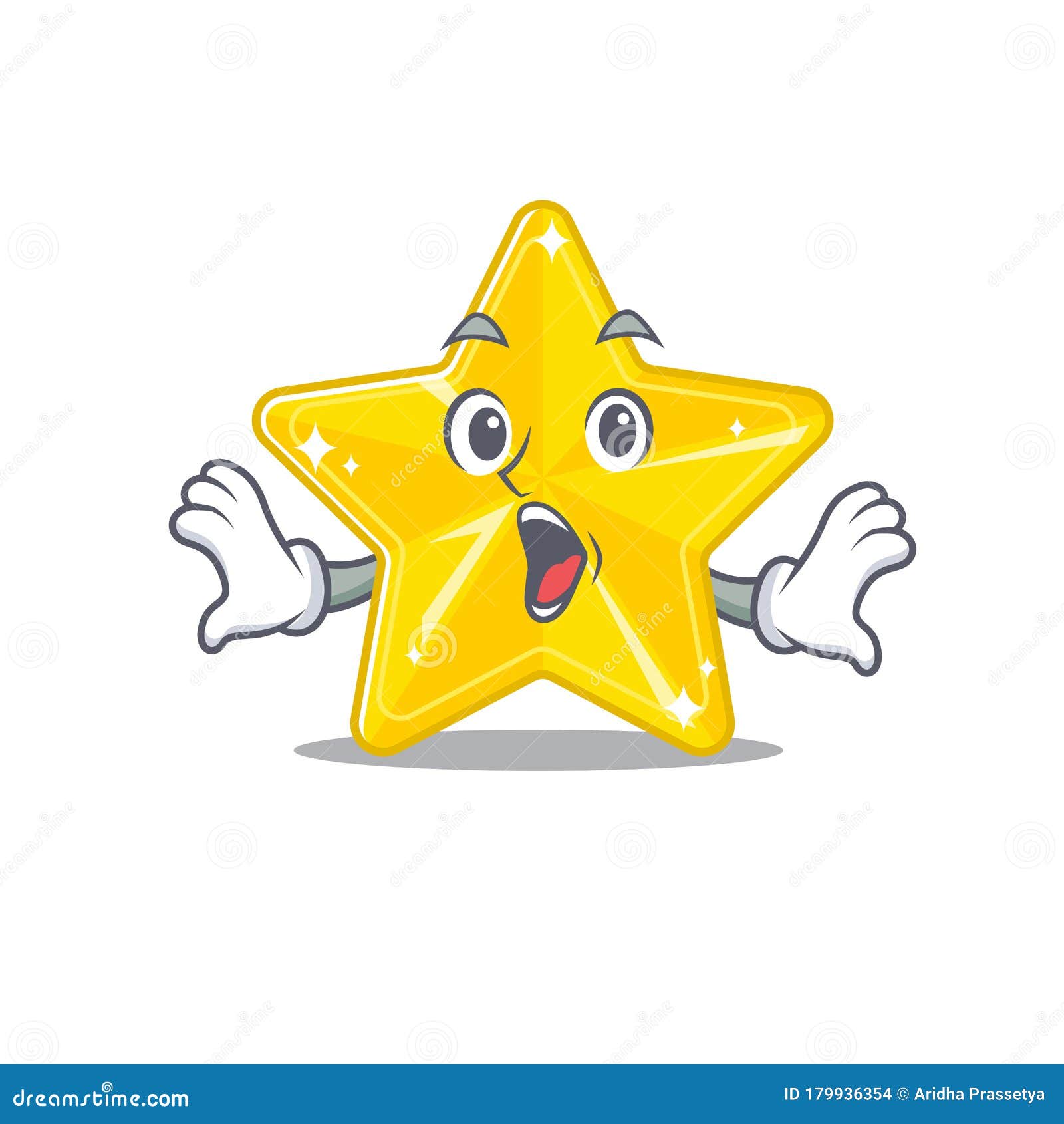 Cartoon Design Style of Shiny Star Has a Surprised Gesture Stock Vector ...
