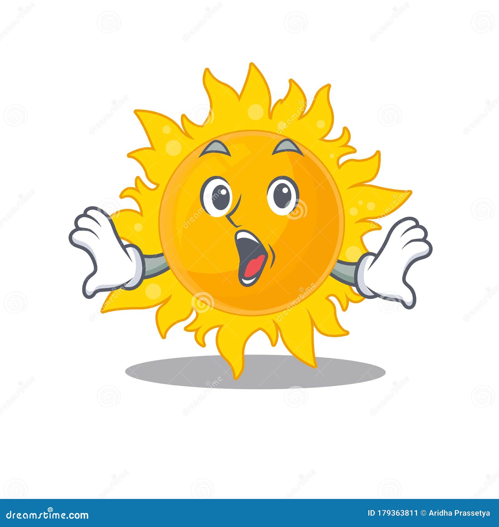 Cartoon Design Style of Summer Sun Has a Surprised Gesture Stock Vector ...