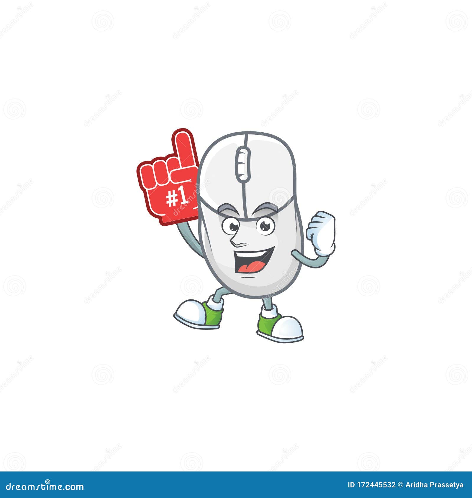 A Cartoon Design of White Mouse Holding a Foam Finger Stock Vector ...