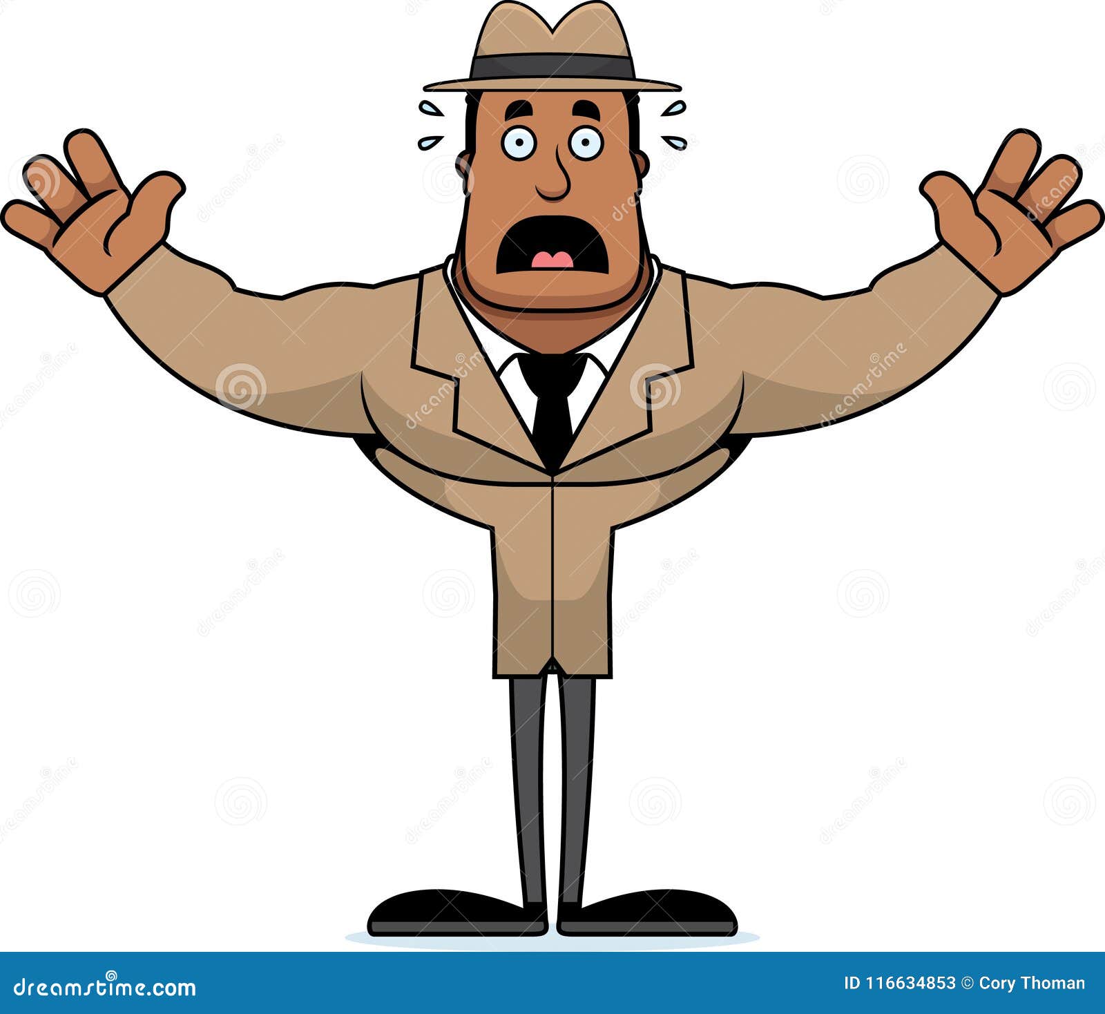 Cartoon Scared Detective stock vector. Illustration of cartoon - 116634853