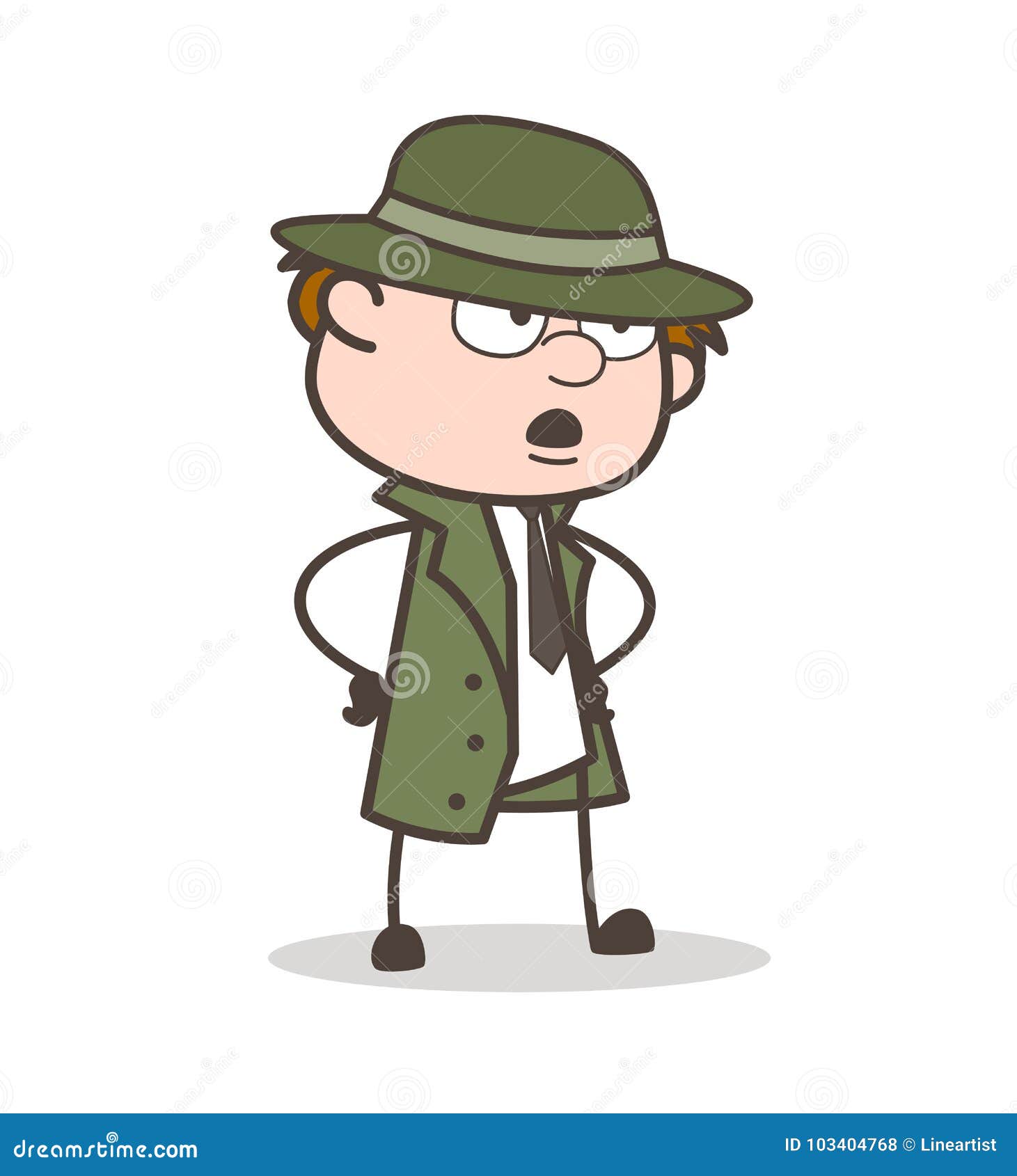 Cartoon Detective Shocking Face Expression Vector Illustration Stock ...