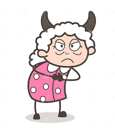 Cartoon Devil Angry Granny Vector Character Stock Illustration ...