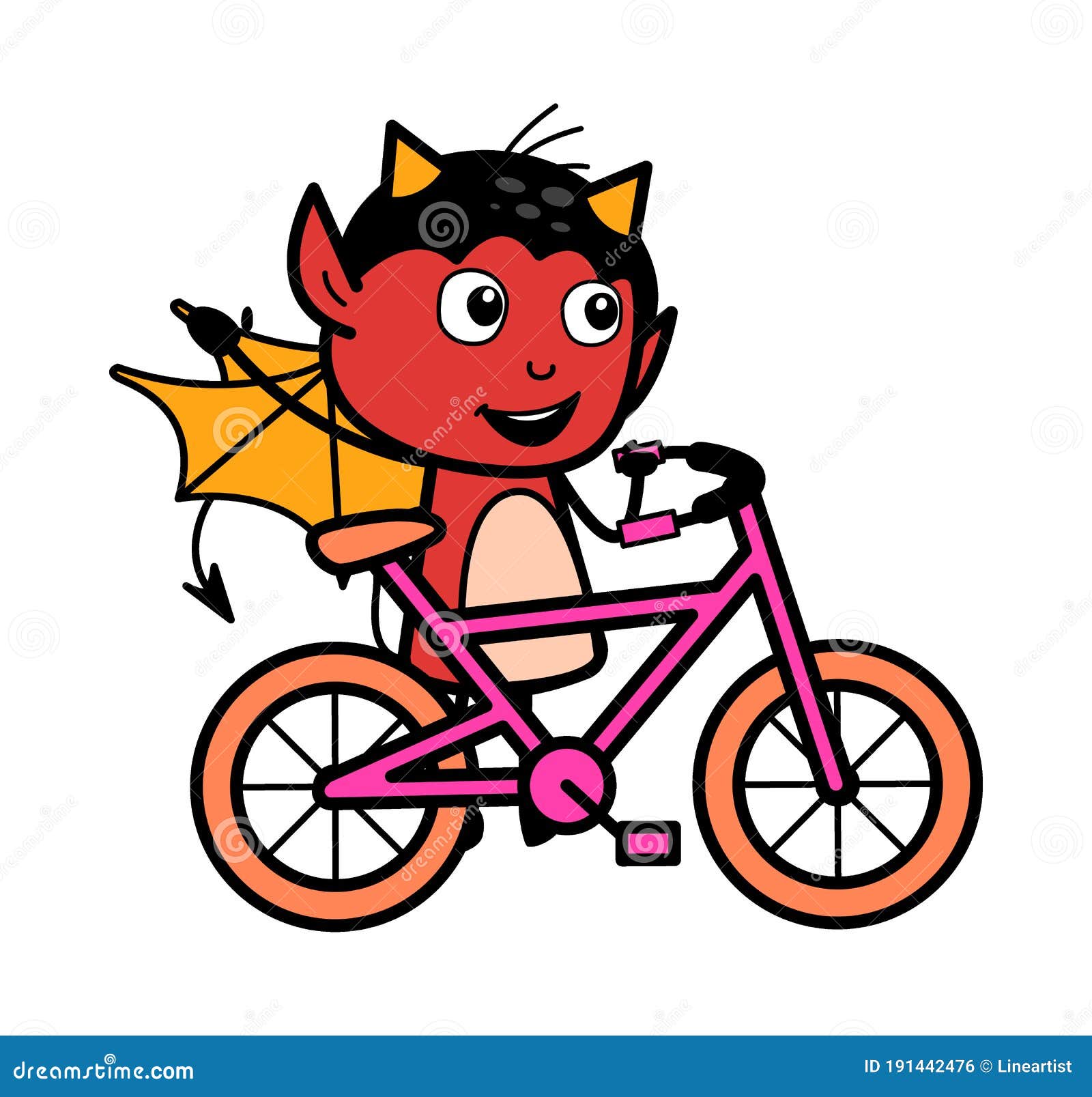Cartoon Devil with Bicycle stock illustration. Illustration of demon ...
