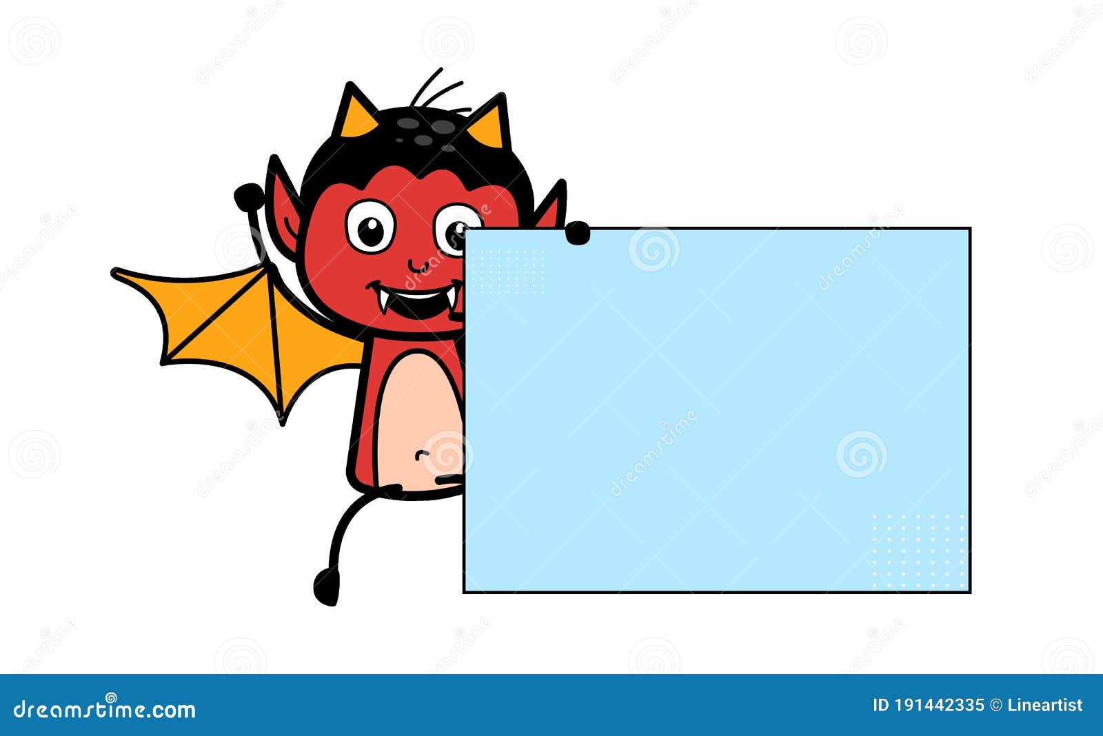 Cartoon Devil with Blank Banner Stock Illustration - Illustration of ...