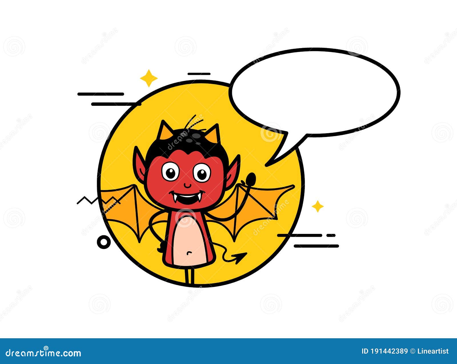 Cartoon Devil with Chat Bubble Stock Illustration - Illustration of ...