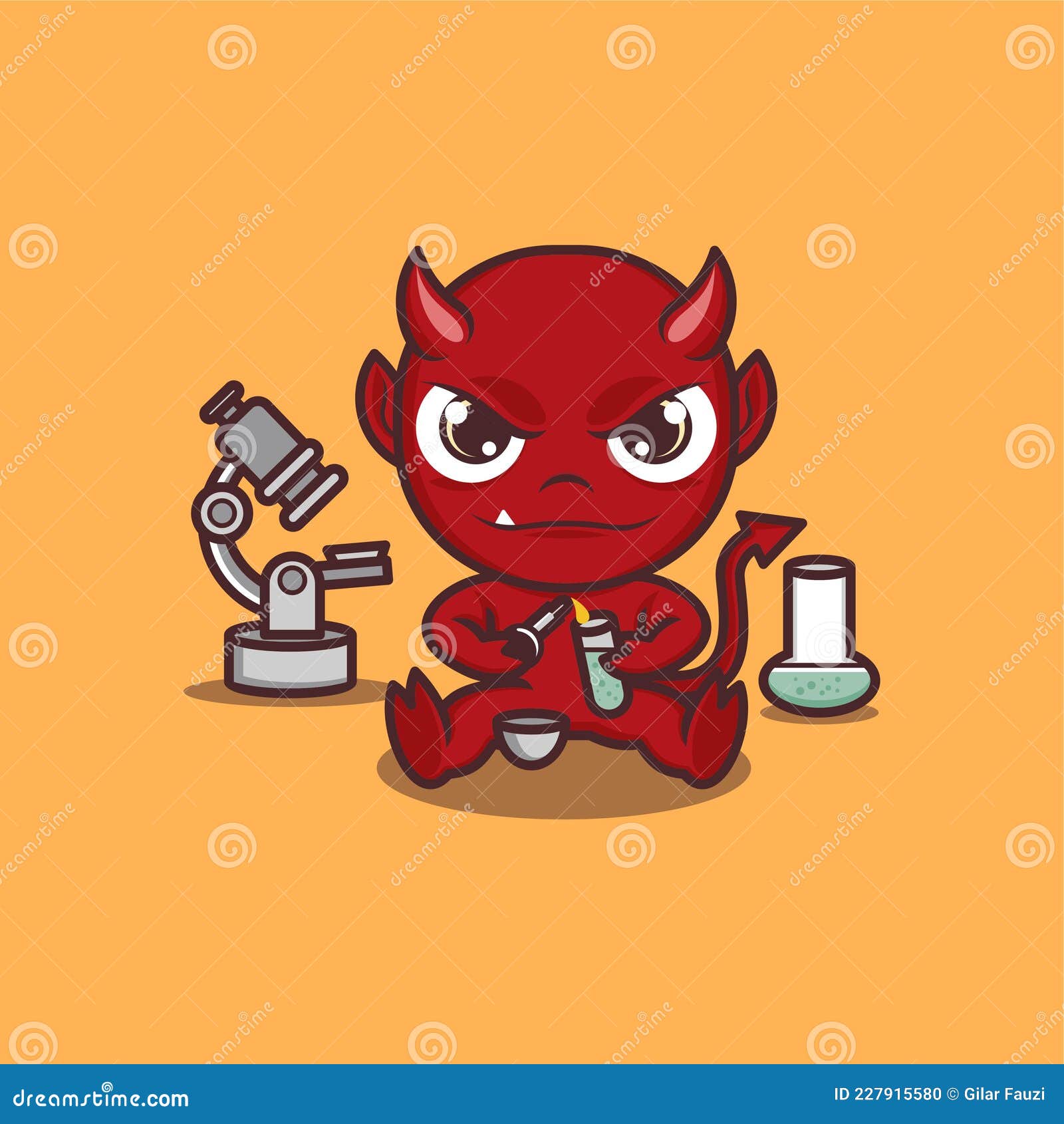 Cute devil rsearch stock vector. Illustration of mascot - 227915580