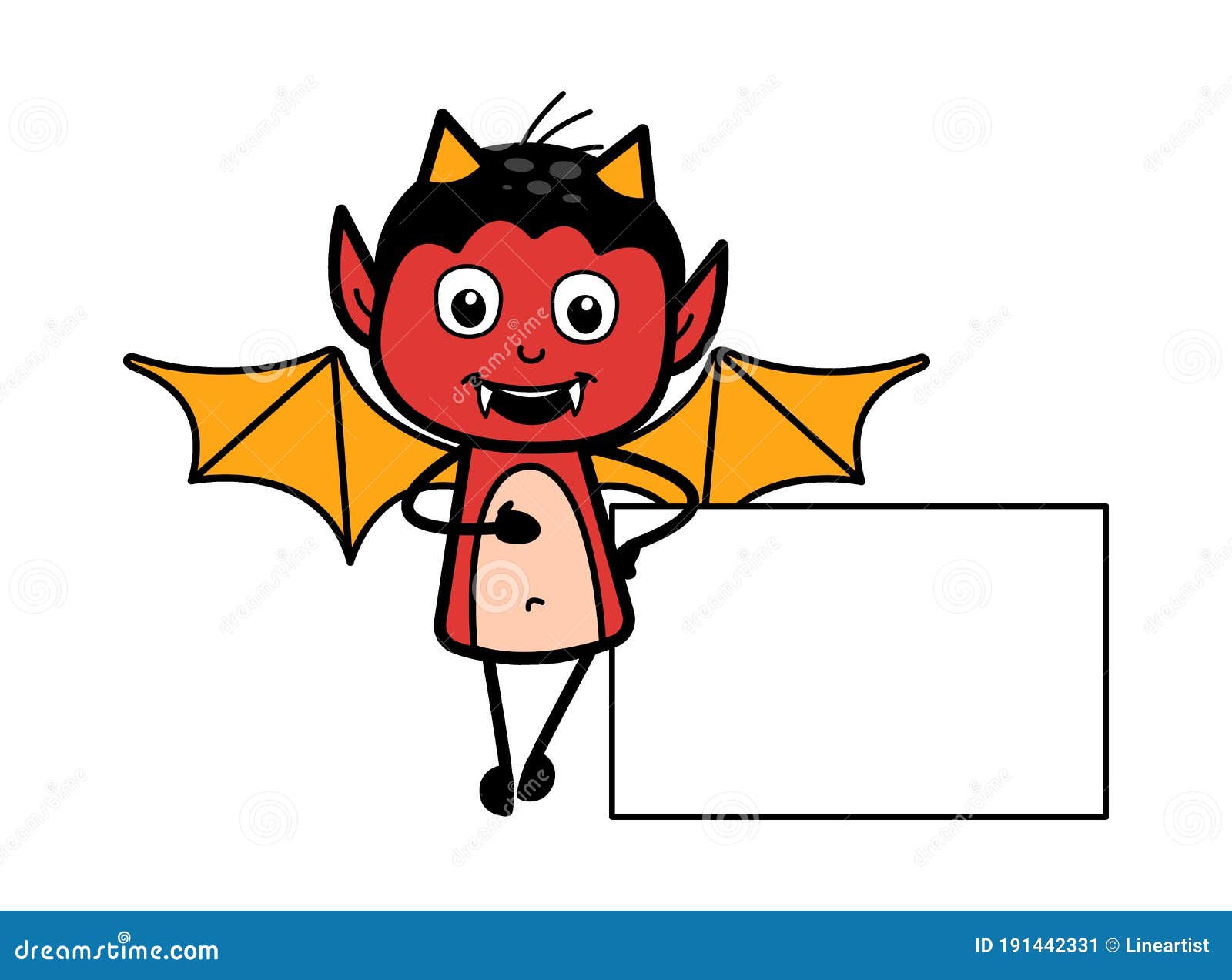 Cartoon Devil with Empty Banner Stock Illustration - Illustration of ...