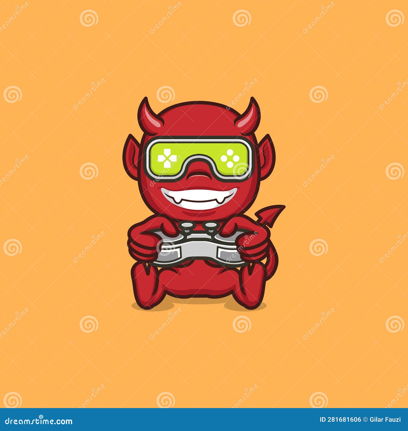 Cartoon devil gaming stock vector. Illustration of character - 281681606