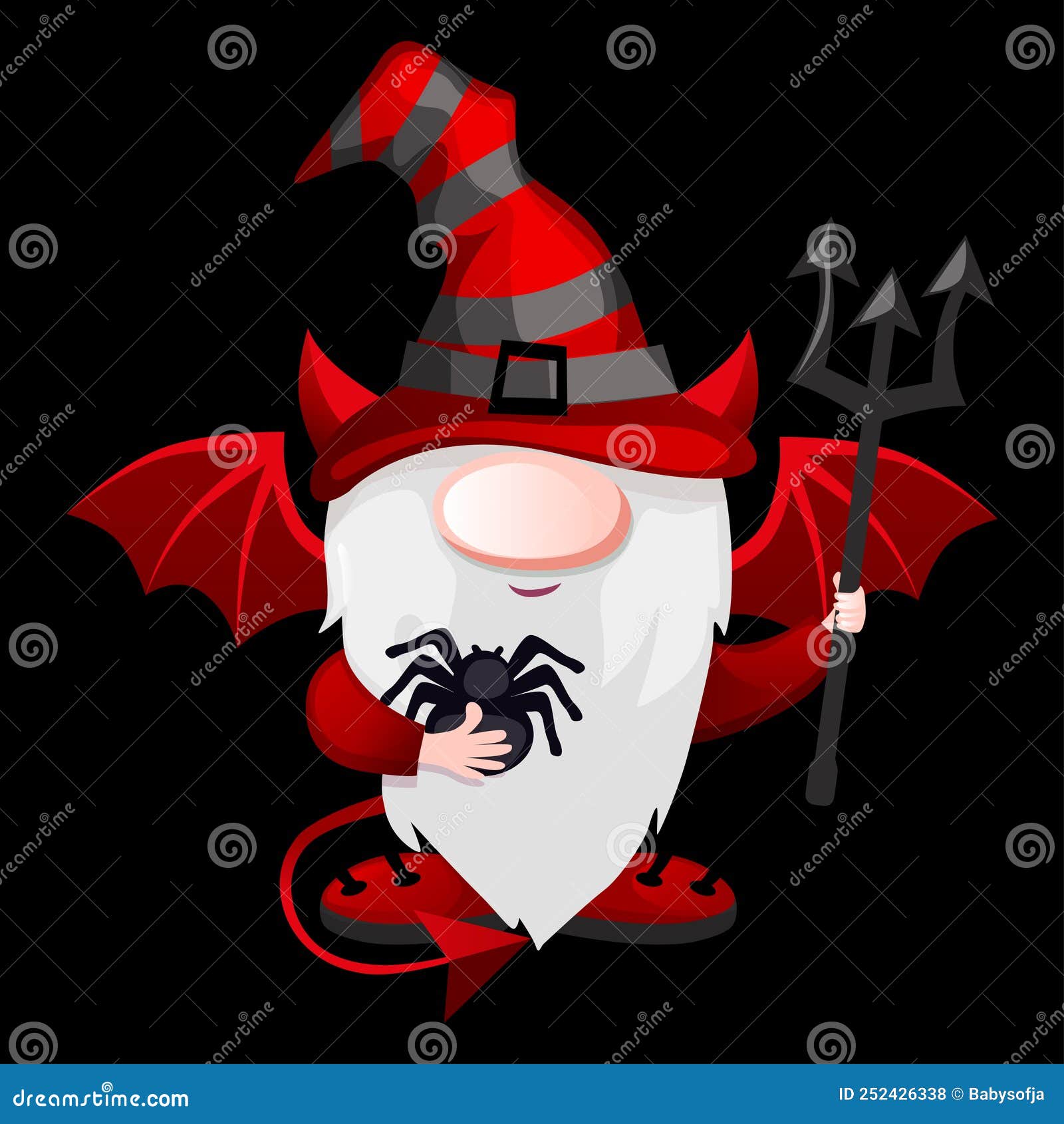 Cartoon Devil Gnome with with the Devils Trident. Halloween Leprechaun ...