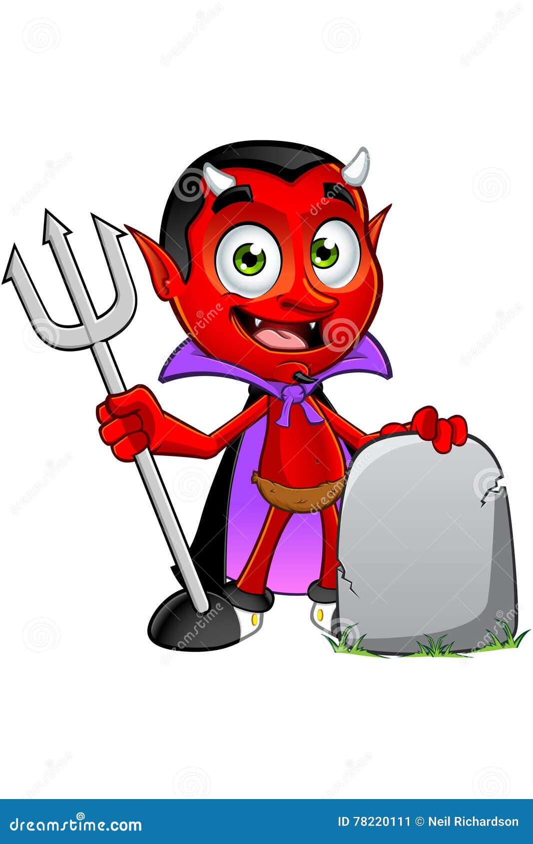 Cartoon Devil - with Gravestone Stock Vector - Illustration of cape ...