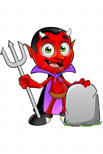Cartoon Devil - with Gravestone Stock Vector - Illustration of cape ...